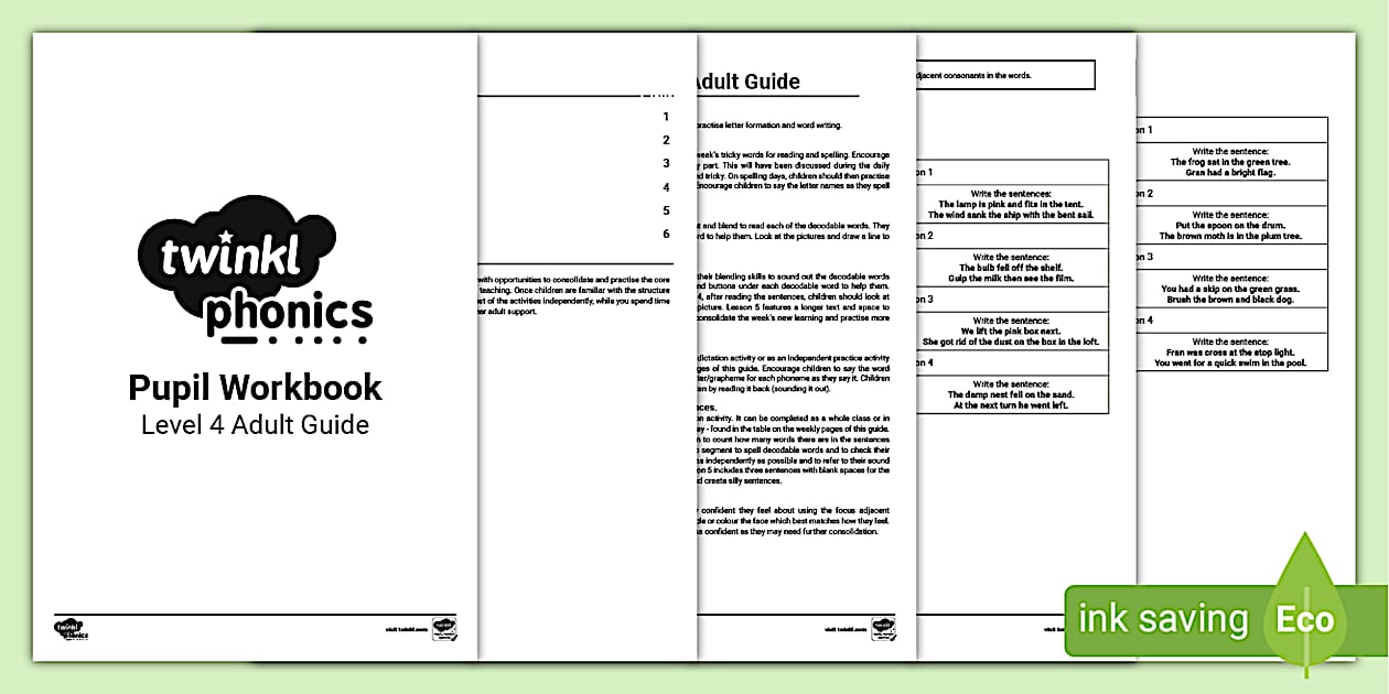 Level 4 Twinkl Phonics Pupil Workbook Guidance Pack - EYFS