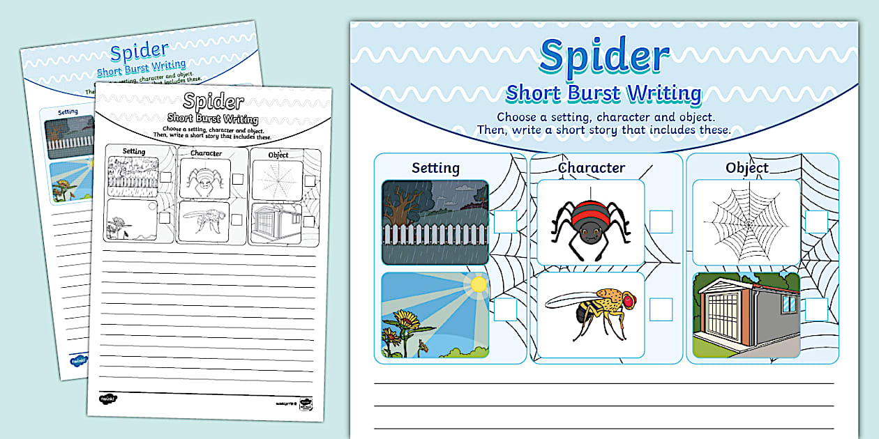 Spider Short Burst Writing Template (teacher made) - Twinkl