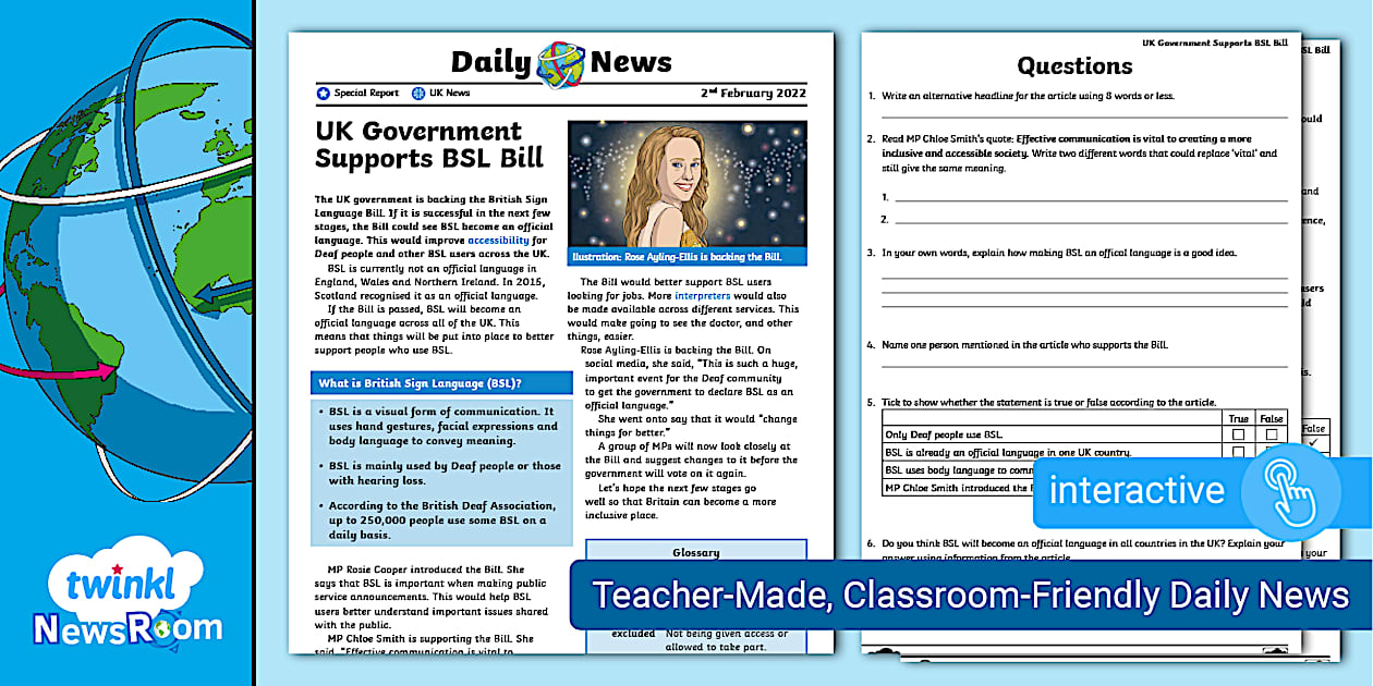 Daily NewsRoom Article - UK Government Support BSL Bill