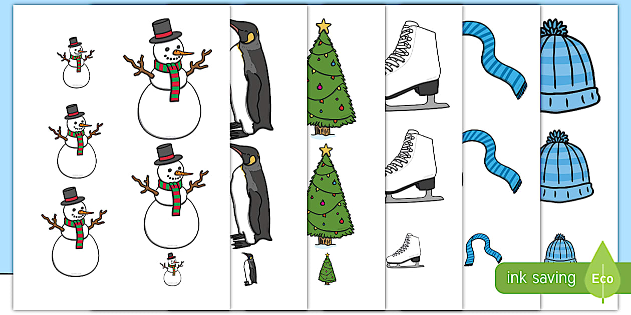 Winter Size Ordering (teacher made) - Twinkl