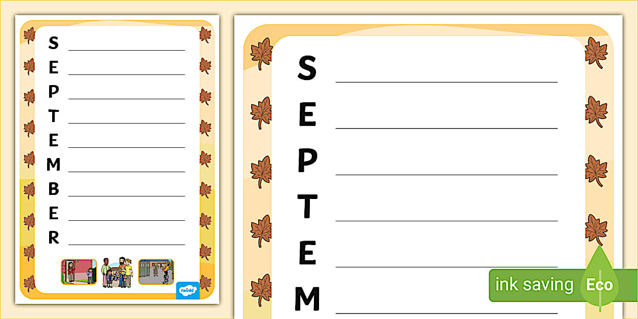 September Acrostic Poem Template,September - Twinkl