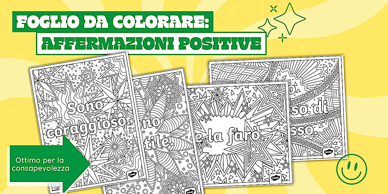 Foglio da colorare: Affermazioni positive