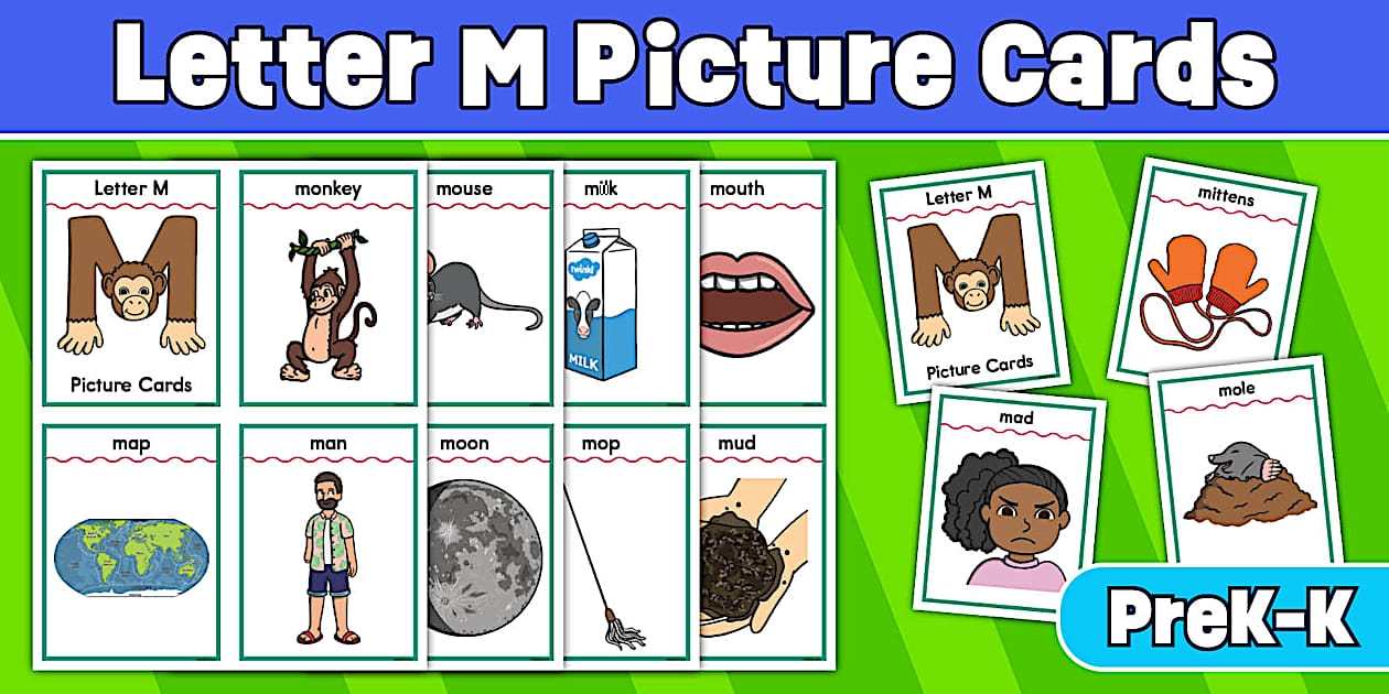 Letter M Picture Cards for PreK-K