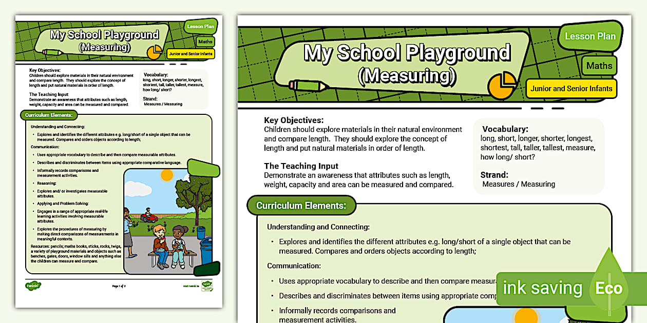 Measure lesson plan for My Playground (teacher made)