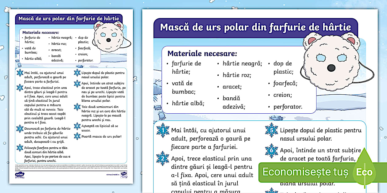 Curiosul urs polar: Mască – Activitate practică - Twinkl