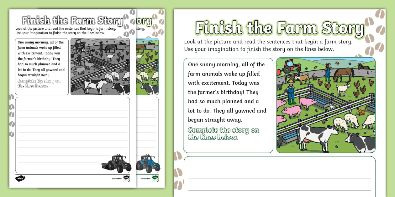 Finish the Farm Story Worksheet (teacher made) - Twinkl