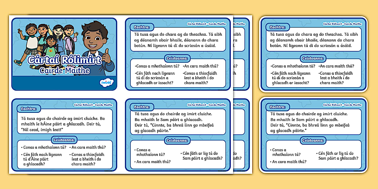 Role play cards friendship Gaeilge (Teacher-Made) - Twinkl