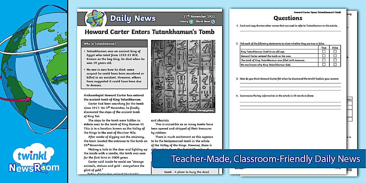 Howard Carter Enters Tutankhamun's Tomb - Daily NewsRoom Story (ages 7-9)
