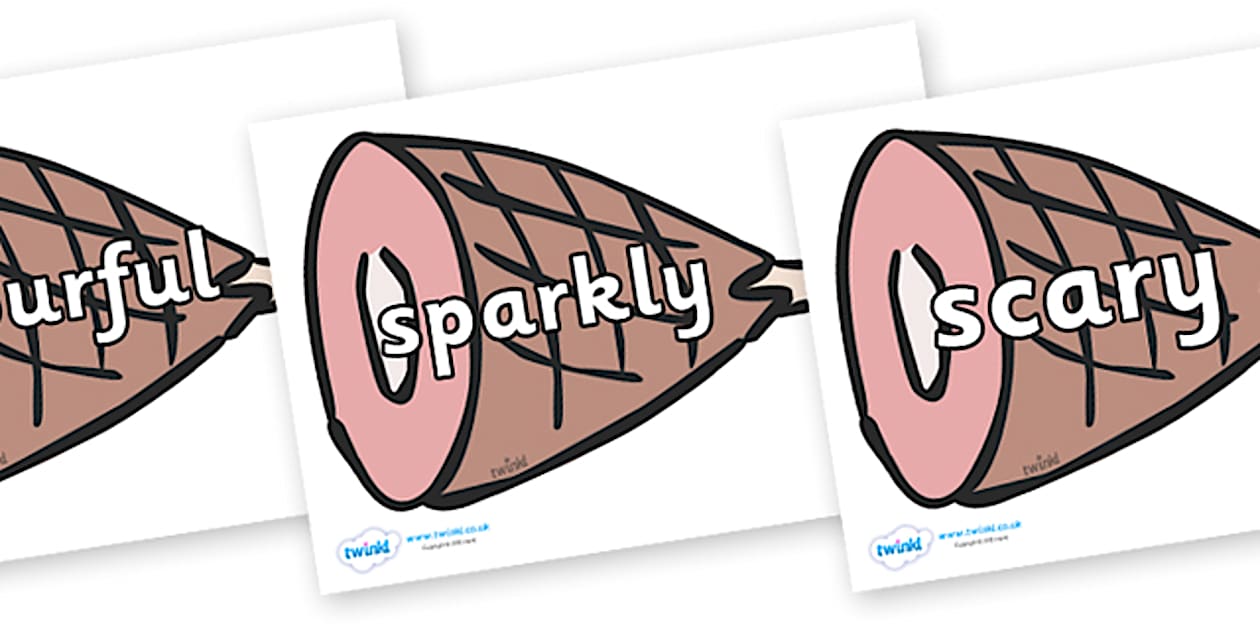 Cursive Wow Words on Hams (teacher made) - Twinkl