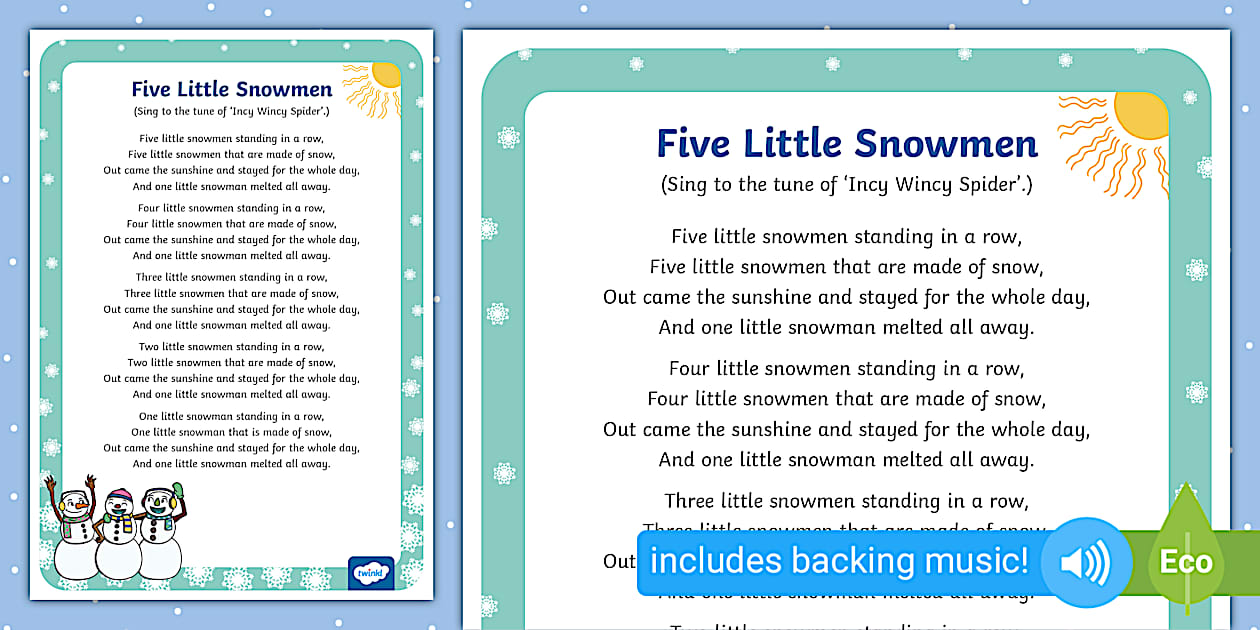 Five Little Snowmen Rhyme | EYFS | Twinkl (teacher made)