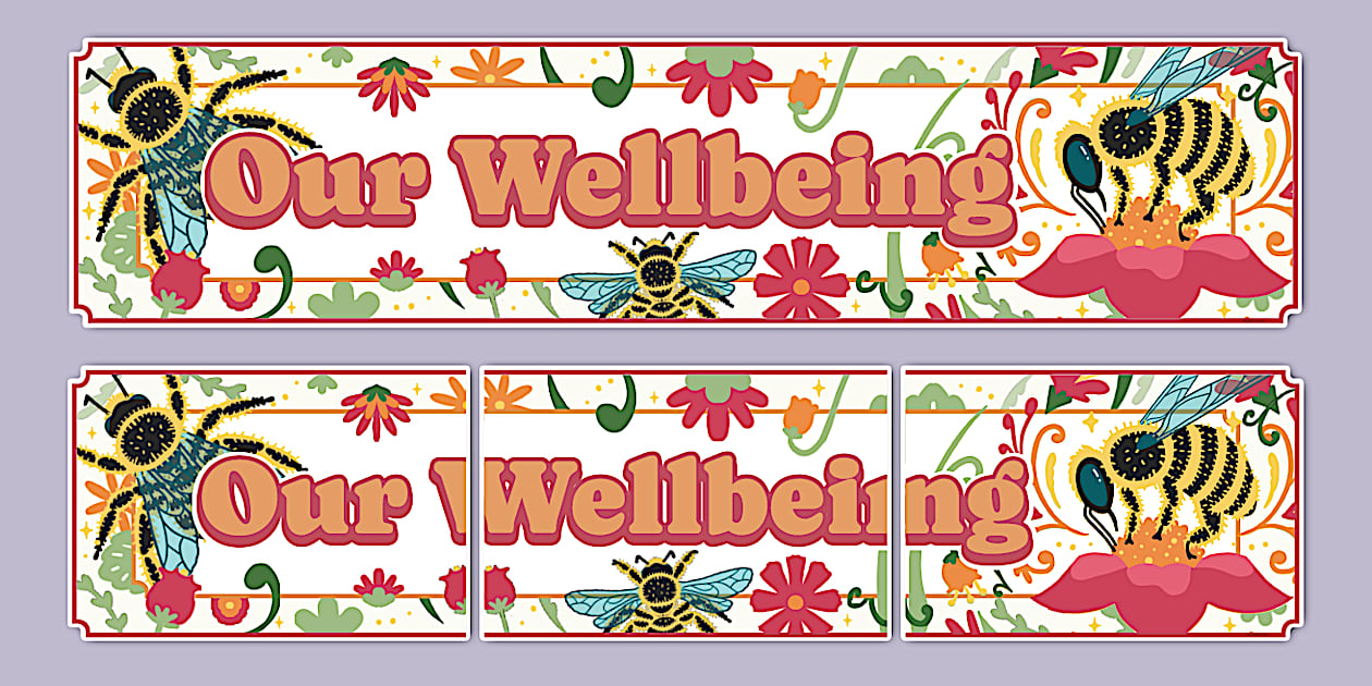 Bee-Themed Our Wellbeing Display Banner (Teacher-Made)