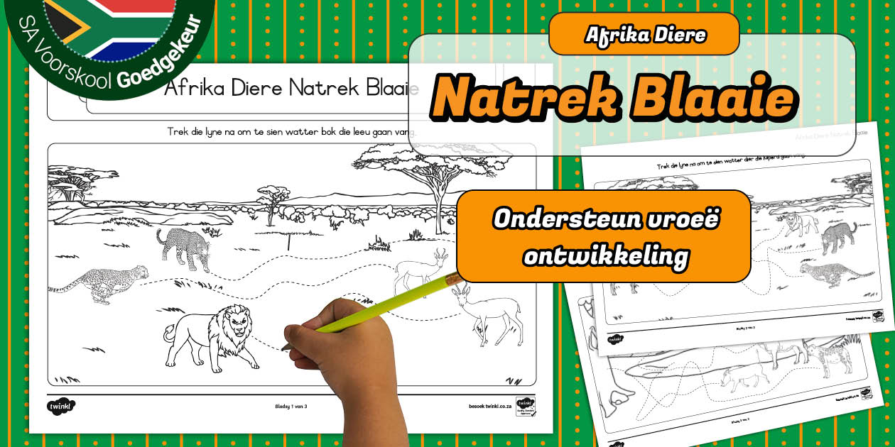 Voorskool - Afrika Diere - Natrek Aktiwiteitsblad