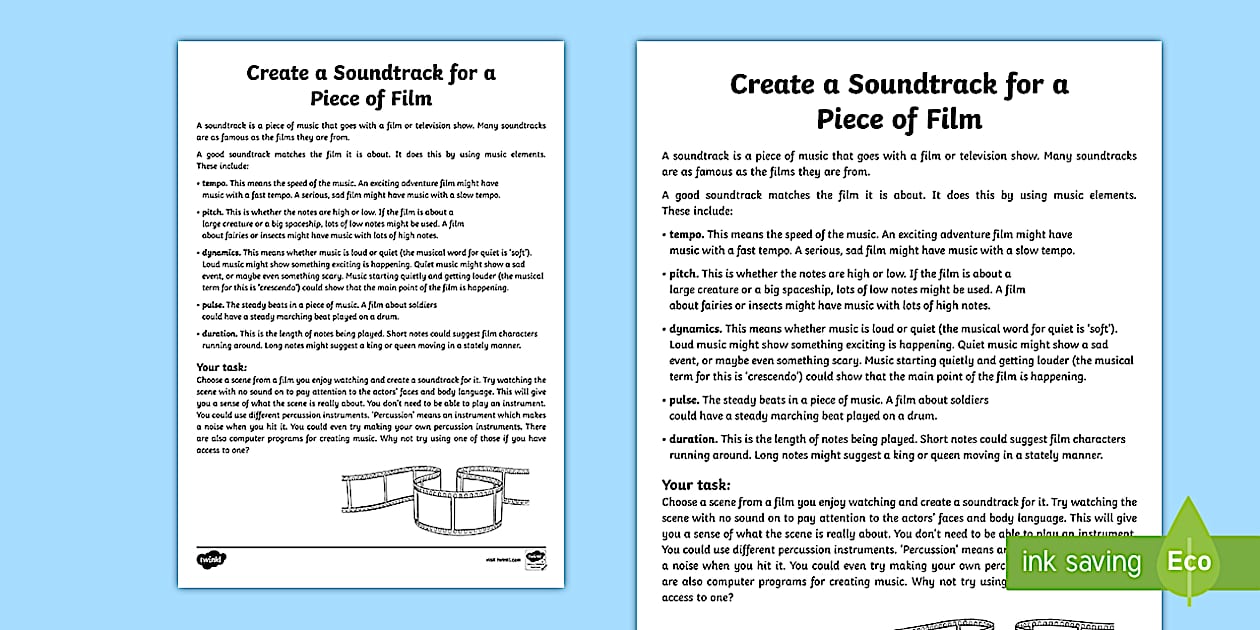 Create a Soundtrack for a Piece of Film Activity - Twinkl