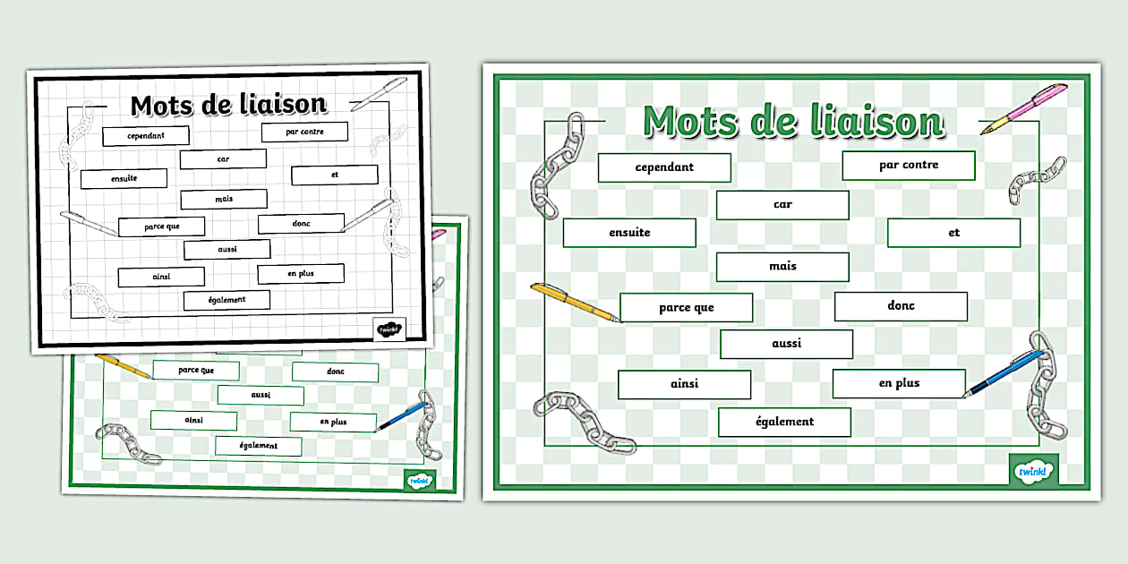 Affiche : Mots de liaison (teacher made) - Twinkl