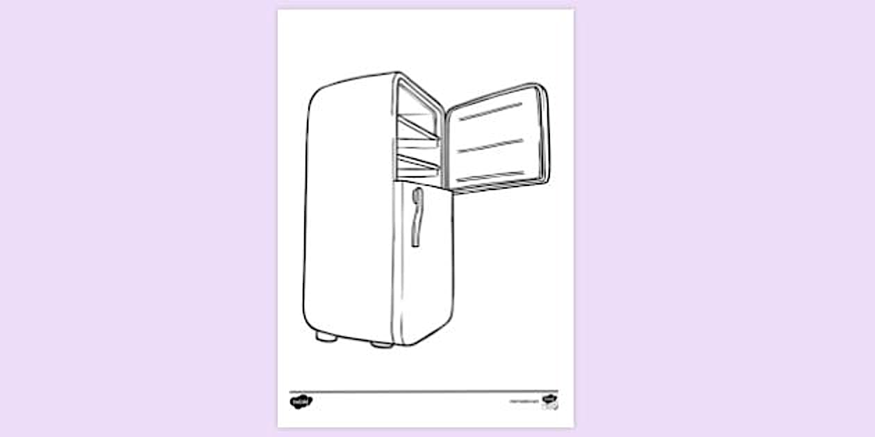 Open Fridge Colouring Sheet | Colouring Sheets - Twinkl