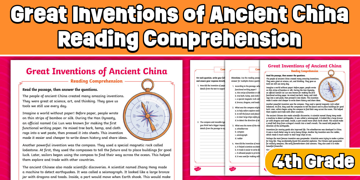 Great Inventions of Ancient China Reading Comprehension
