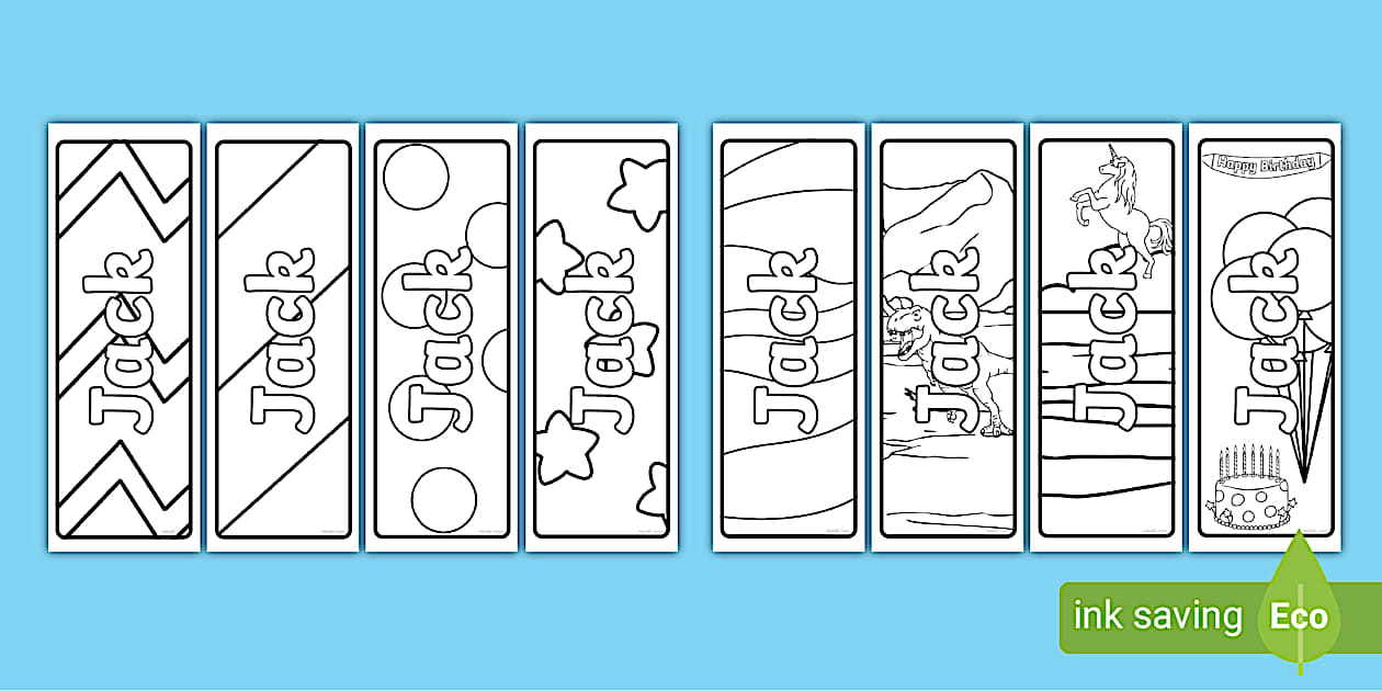 Jack Name Simple Colouring Bookmarks | Twinkl | KS1 - Twinkl
