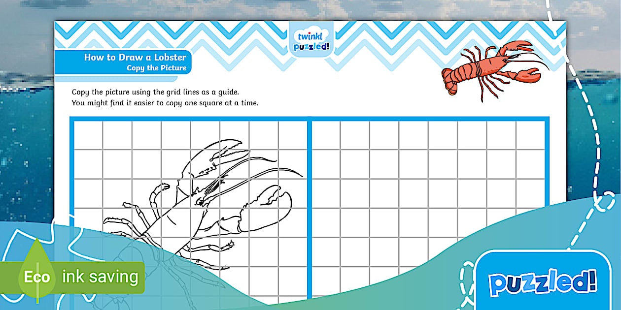 How to Draw a Lobster - Copy the Picture Puzzle - Twinkl