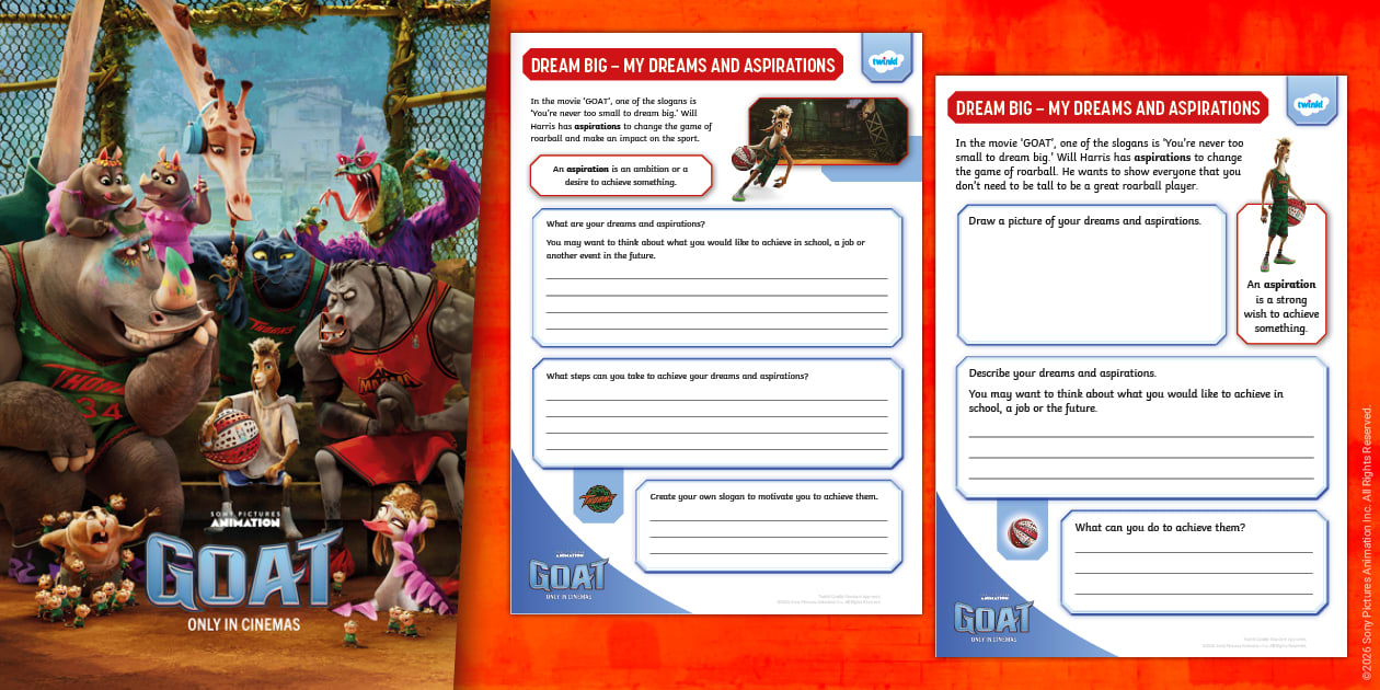 GOAT Movie: Dream Big – My Dreams and Aspirations Activity