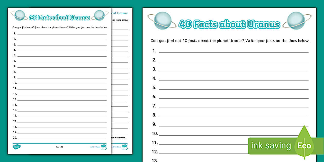 40 Facts about Uranus Worksheet (teacher made) - Twinkl