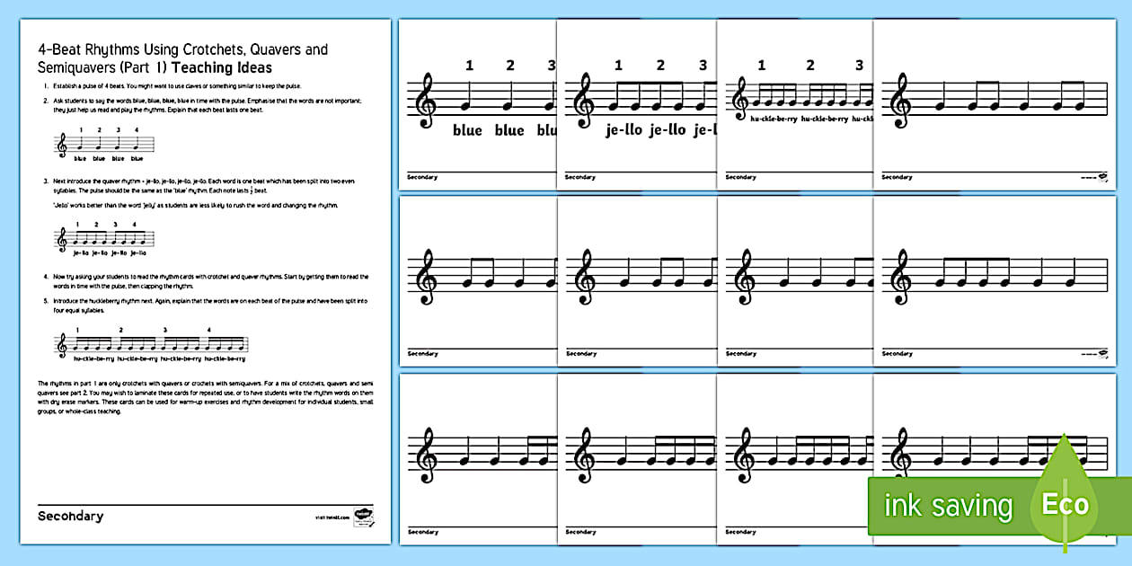 Editable Teaching 4-Beat Rhythms Part 1 Cards (teacher made)