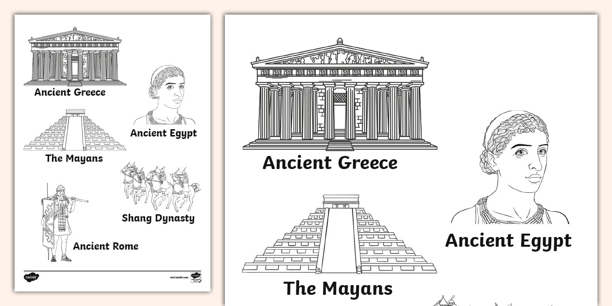Ancient Civilizations Colouring | Colouring Sheets - Twinkl