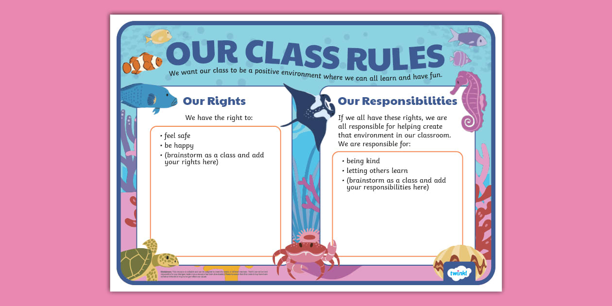 Great Barrier Reef Themed Rights and Responsibilities - Our Class Rules