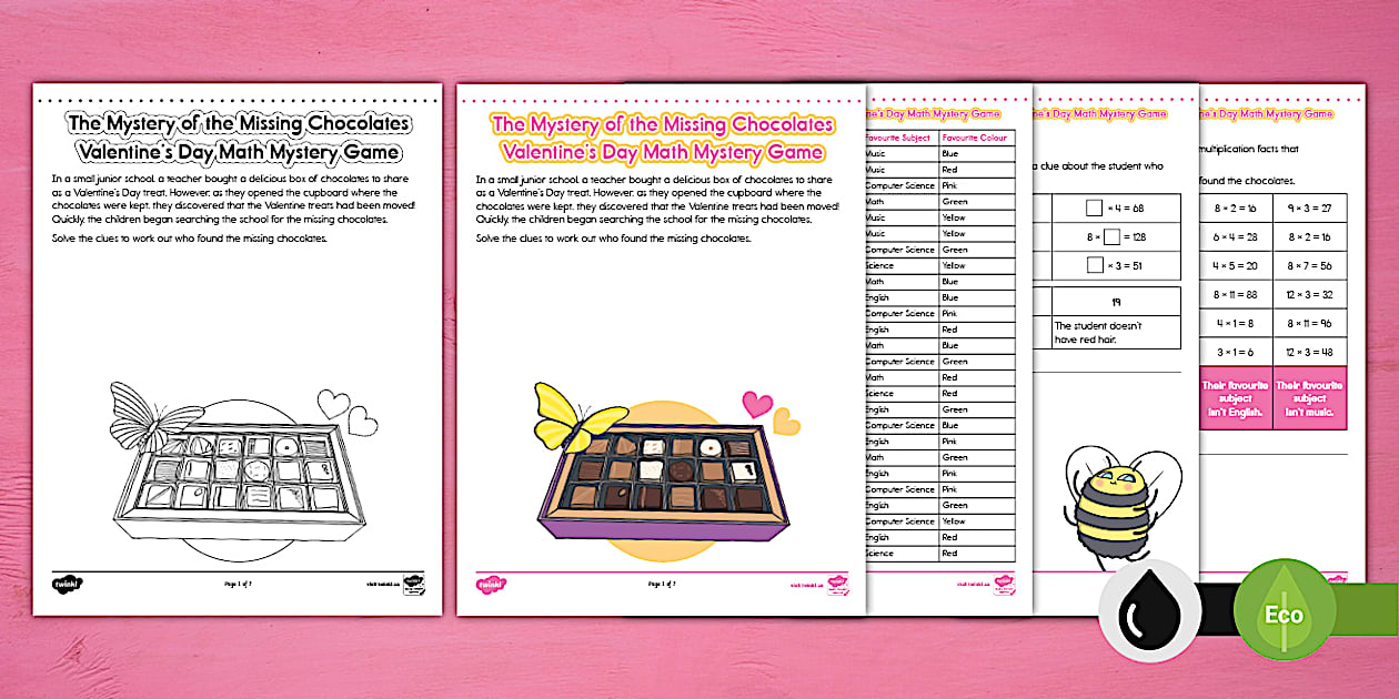 Valentine's Day Math Mystery: Case Of The Missing Chocolates
