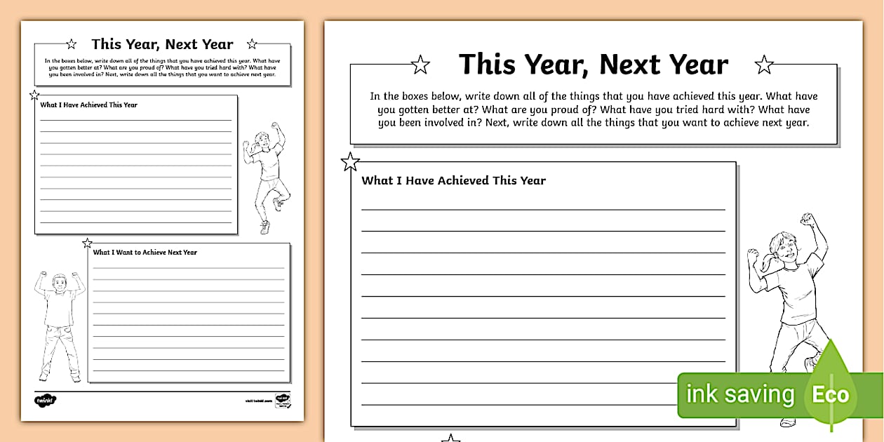 This Year, Next Year Activity Sheet,transition - Twinkl