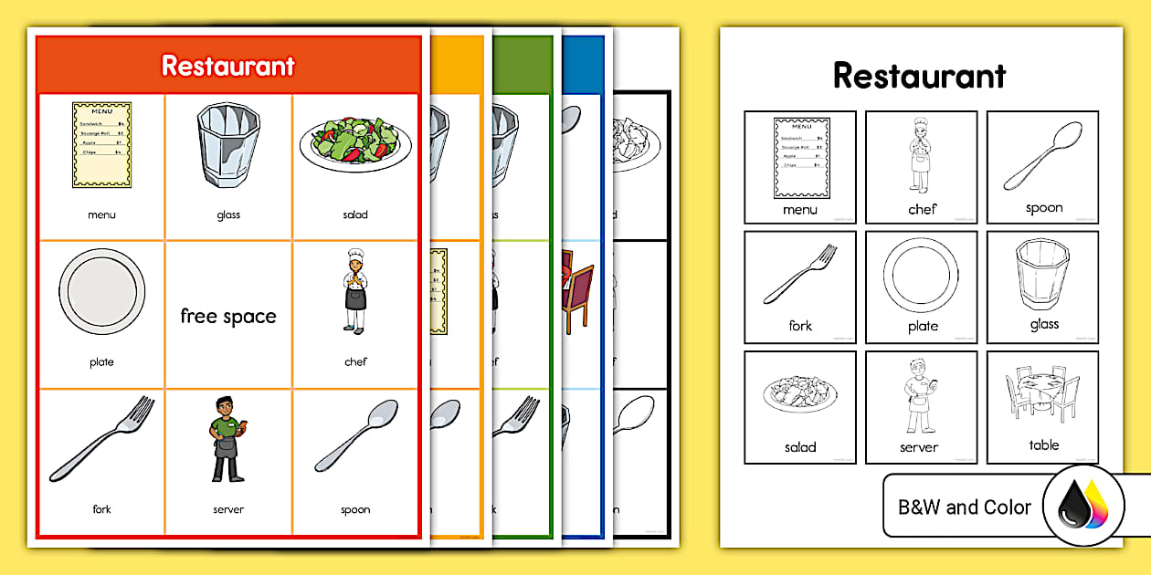 Restaurant Bingo for K-2nd Grade (teacher made) - Twinkl
