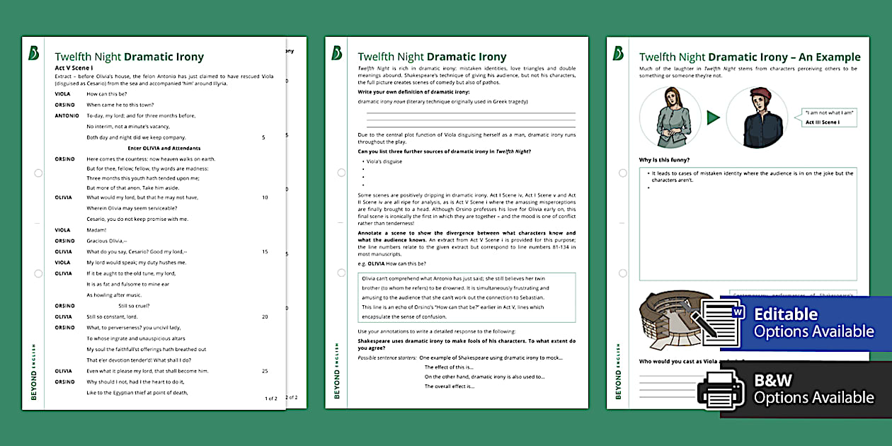 Twelfth Night Dramatic Irony Activity Pack | Shakespeare