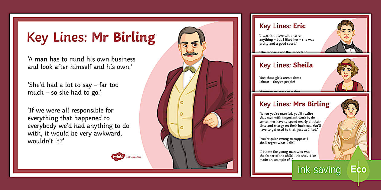 GCSE An Inspector Calls: Key Character Lines Display Posters