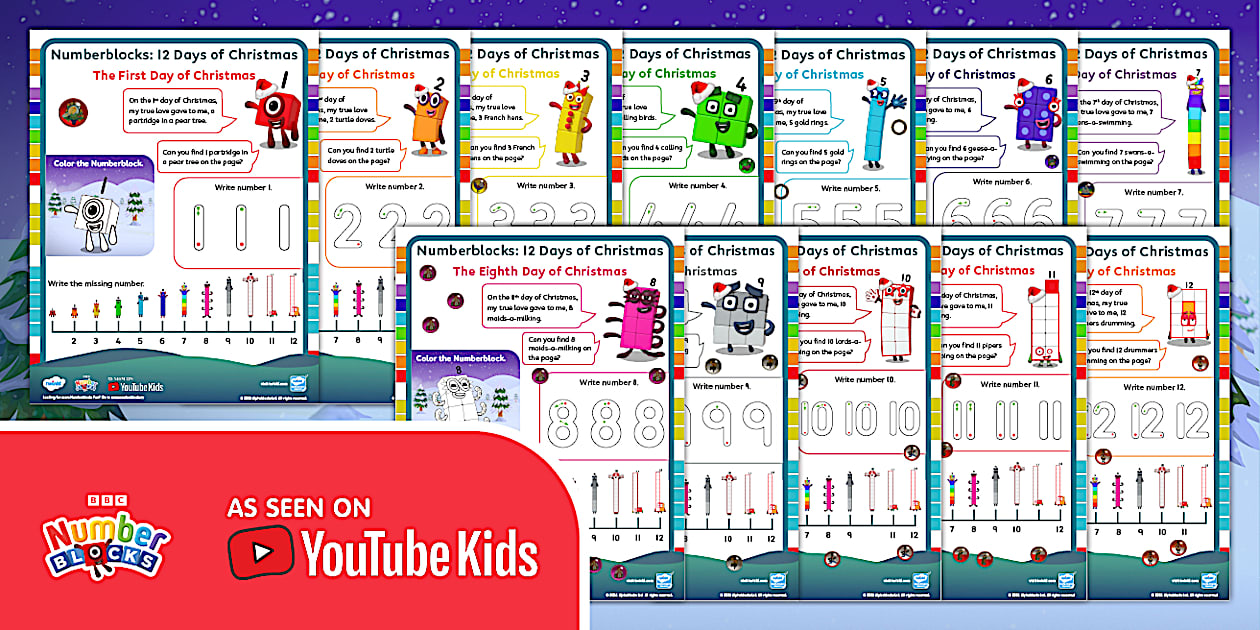 Numberblocks: 12 Days of Christmas Activity Pack - Twinkl