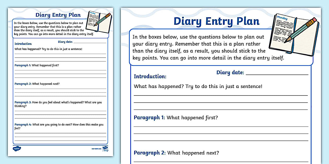 KS1 Diary Entry Planner Worksheet (Teacher-Made) - Twinkl