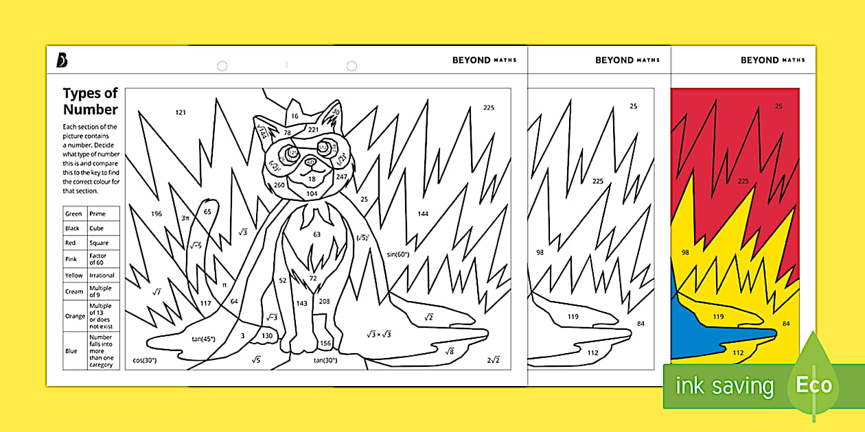 Types of Numbers Differentiated Colour by Number - Twinkl