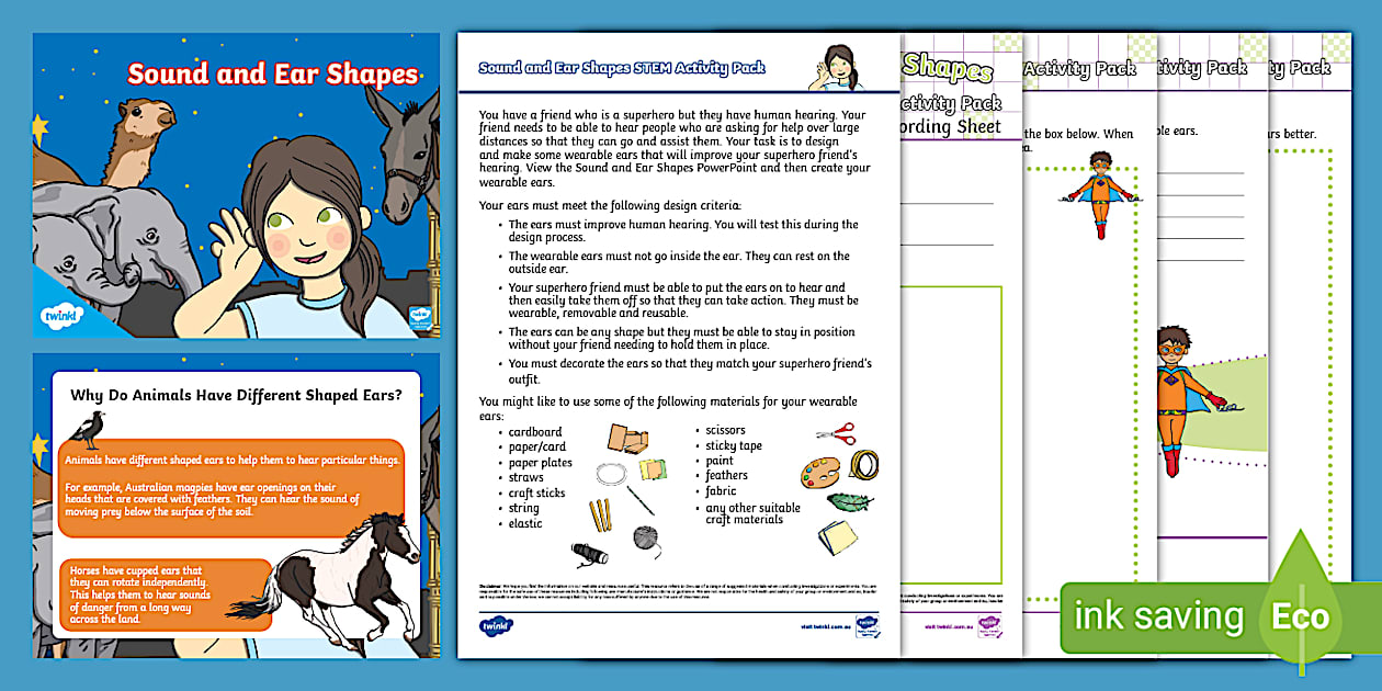 Sound and Ear Shapes STEM Activity Pack (teacher made)