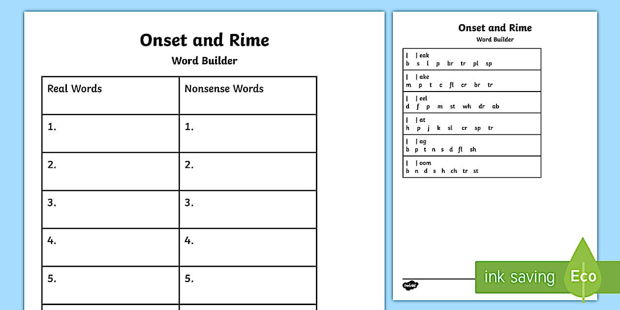 Onset and Rime Word Builder (Teacher-Made) - Twinkl