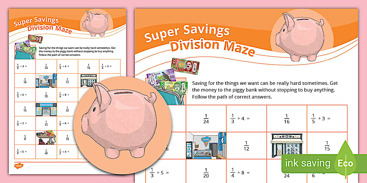 Super Savings Division Maze (Teacher-Made) - Twinkl