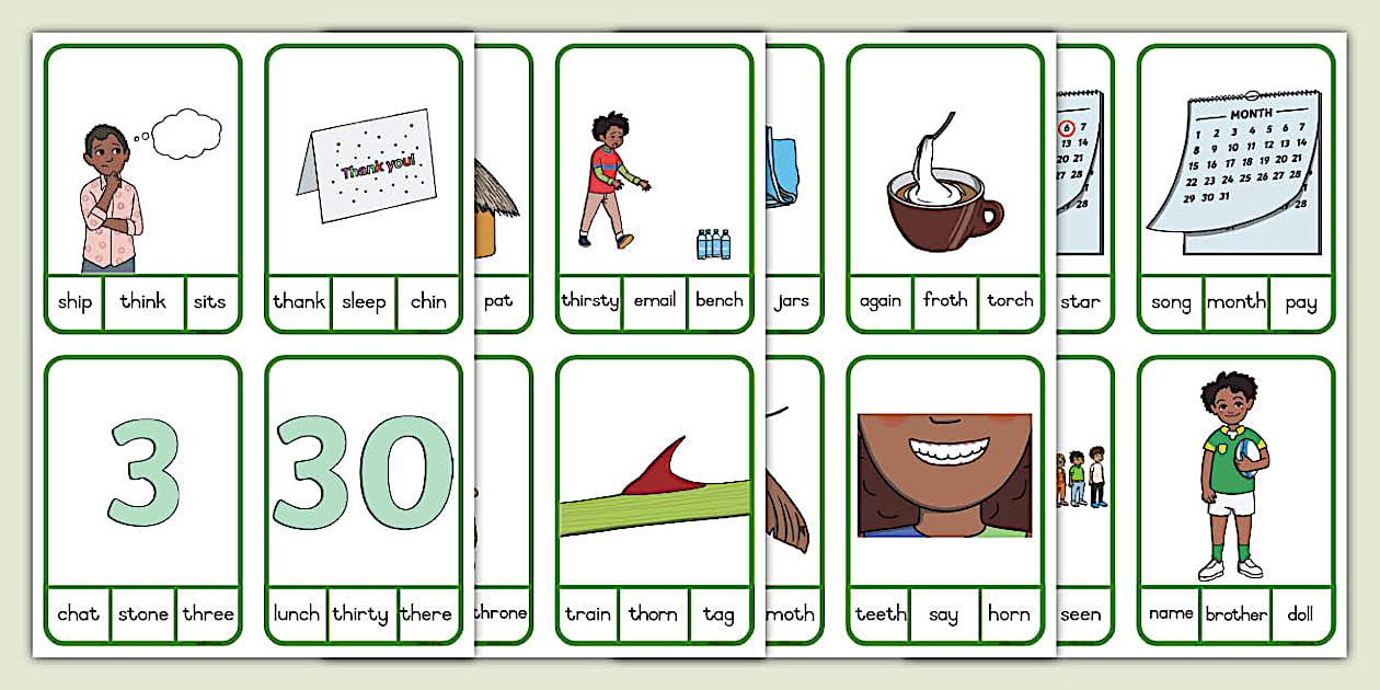 Grade 3 Phonics: th- and -th peg card activity - Twinkl