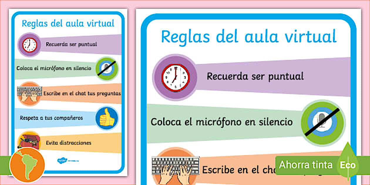 Póster: Las reglas del aula virtual- Guía de trabajo