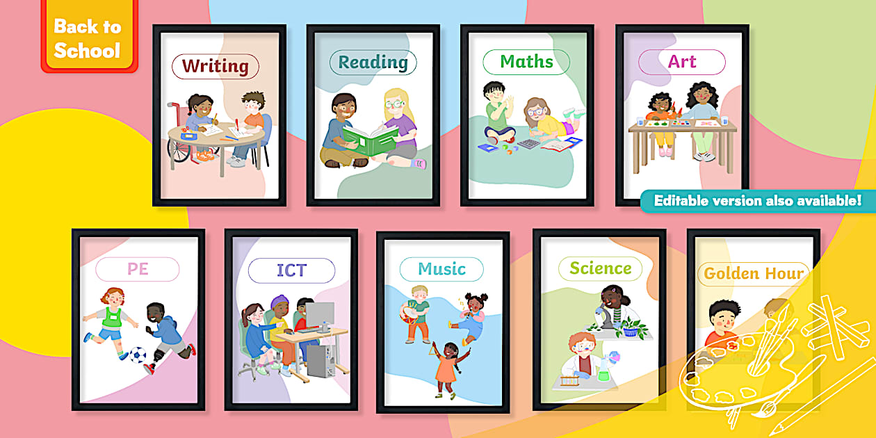 Subjects Classroom Signs Posters Pack | Twinkl Art Gallery