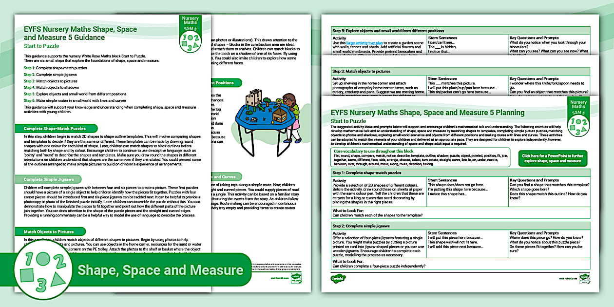 EYFS Nursery Maths Guidance and Planning: Start to Puzzle