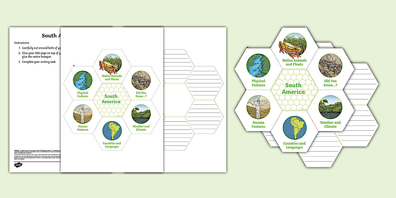 KS2 South America Hexagon Writing Template (teacher made)