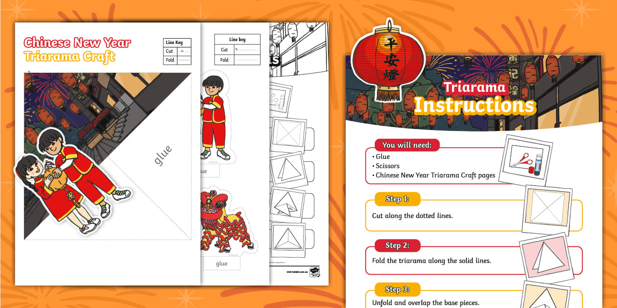 Chinese New Year Triarama Craft - Twinkl
