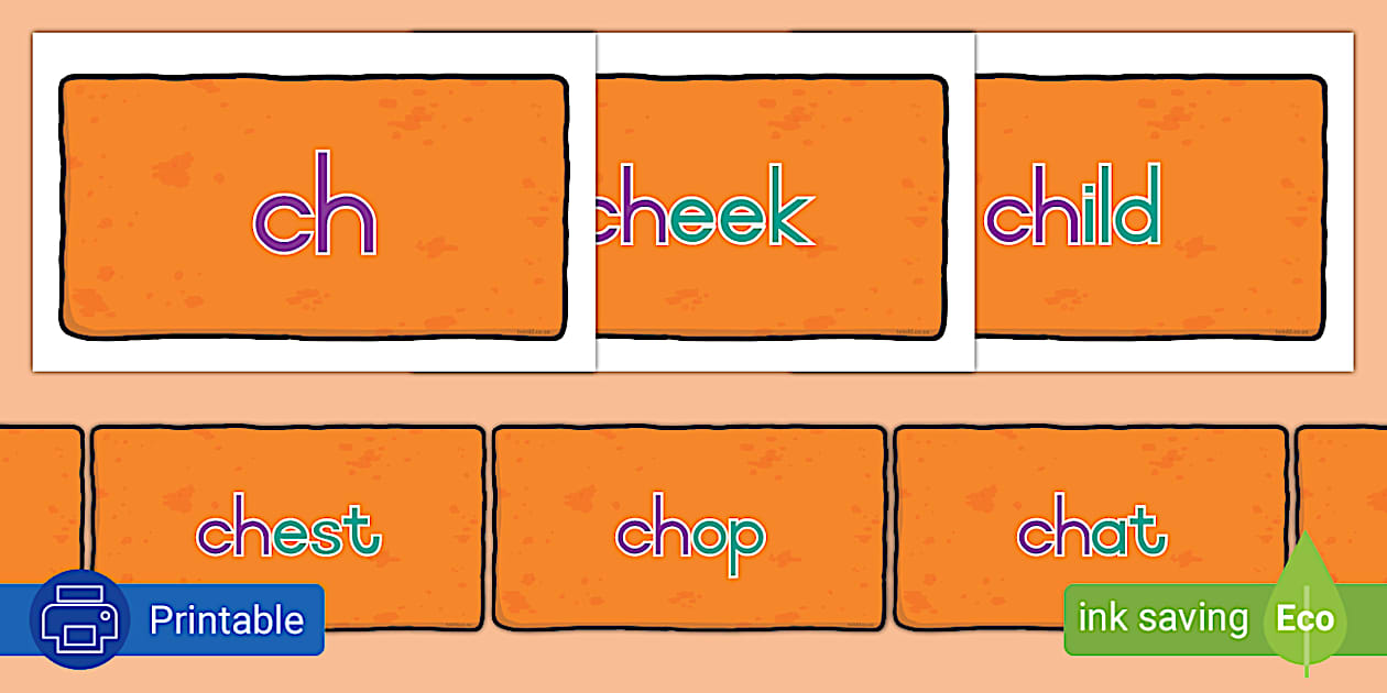 Grade 1 Phonics: ch- Word Wall Cards (teacher made) - Twinkl