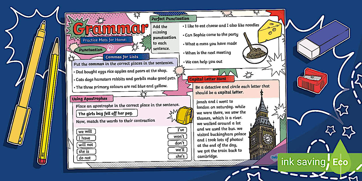 Grammar at Home: Punctuation Practice Mats (Ages 5 - 7)