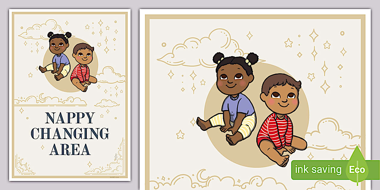 Celestial-Themed Nappy Changing Area Display Poster - Twinkl