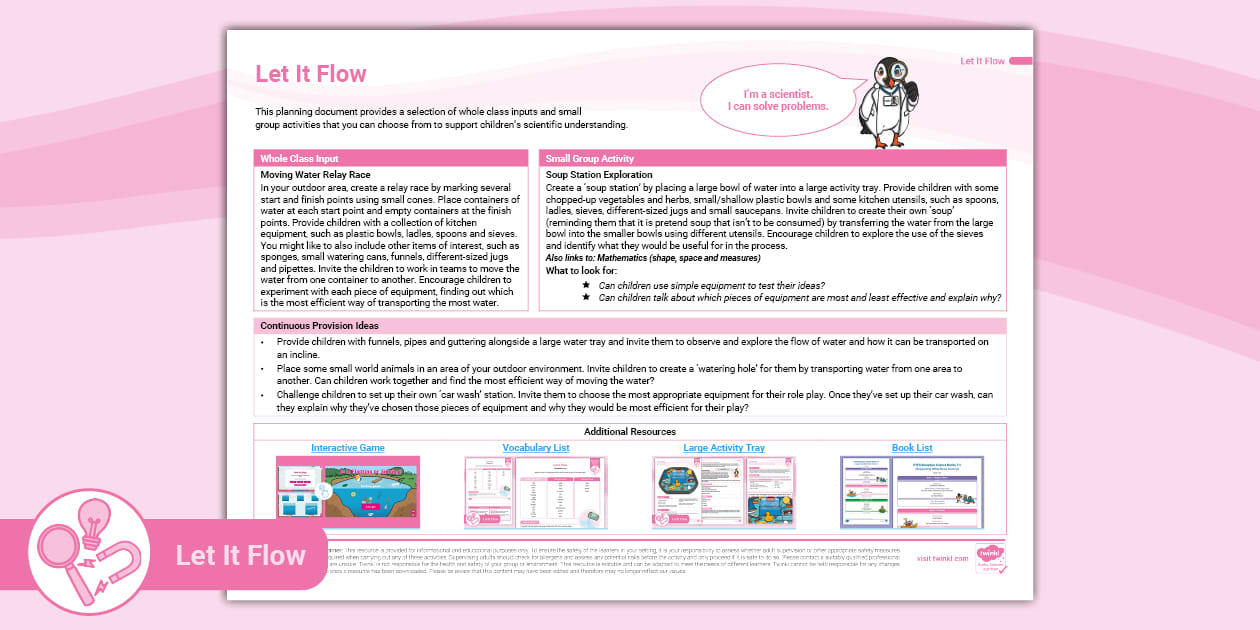 EYFS Planning Let It Flow Supporting White Rose Science