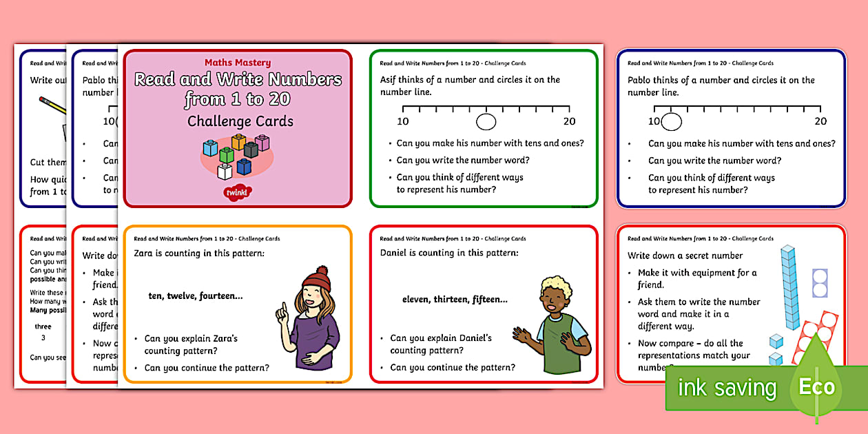 Black and White Year 1 Read and Write Numbers from 1 to 20 Maths Mastery
