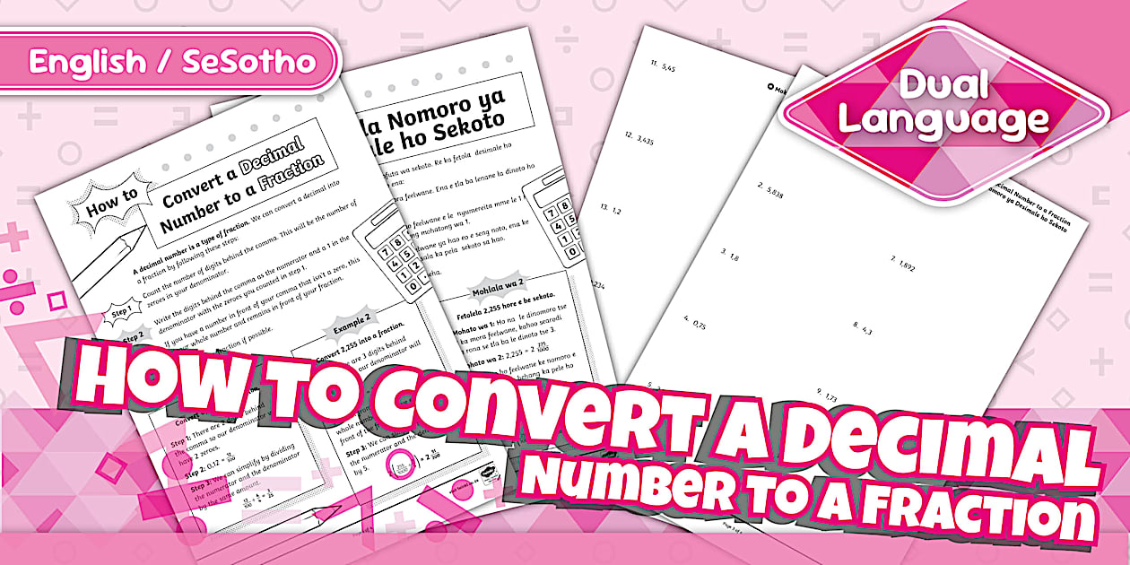 How to Convert a Decimal Number to a Fraction:Activity Sheet